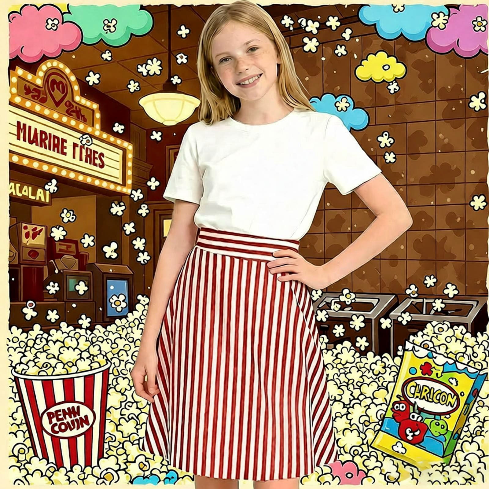 CUZIBR Toddler Little Girls Classic Stripe Mini Skirts Casual High ...