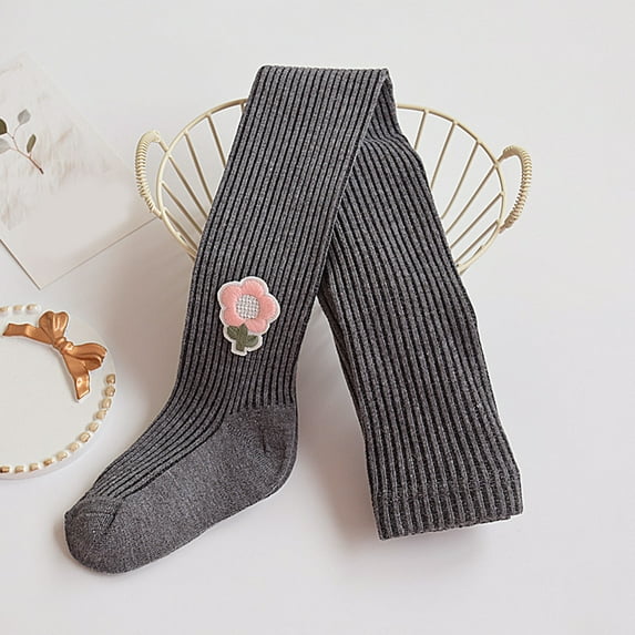 CUZIBR Toddler Pants Knitted Stretch Leggings Cute Flower Bow Soft ...