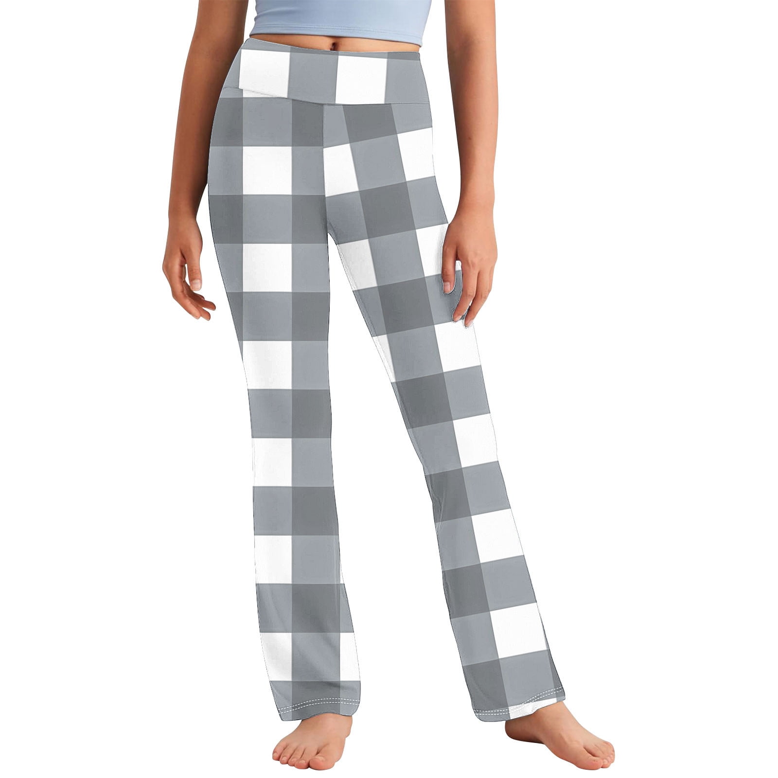 CUZIBR Toddler Pants Stylish Plaid Flared Pants Slim Fit Fashion Soft ...