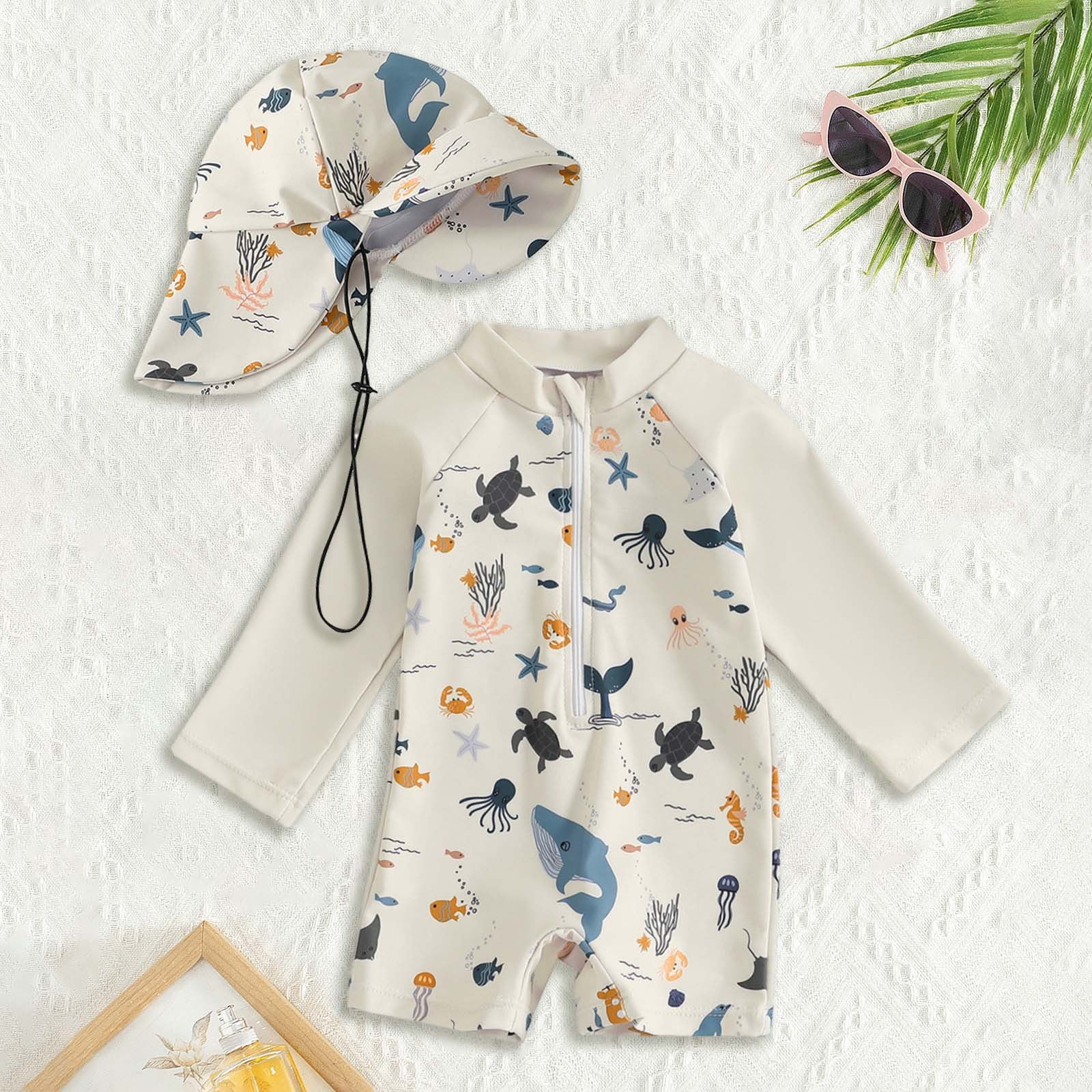 CUZIBR Toddler Swimsuit Onesize Cozy Training Sport Long Sleeve Cute ...