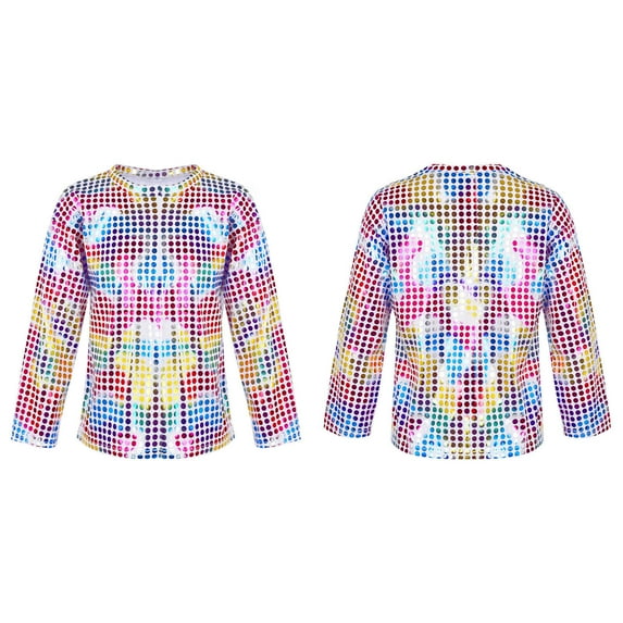CUZIBR Toddler Tops Stylish Sequin Top Shirts Glitter Solid Color Long ...
