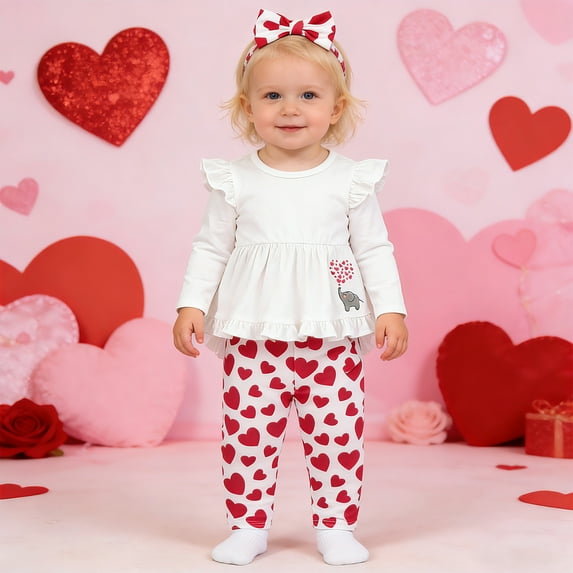 CUZIBR Valentine'S Day Casual Girls Outfits Ruffles High Low Long ...