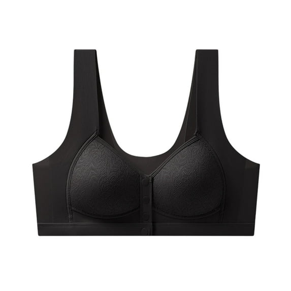 CUZIBR Wireless Bras For Women Front Closure Button Solid Color Full ...