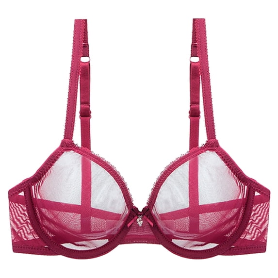 CUZIBR Wireless Bras For Women Mesh Lace Underwire Sheer Bras Solid ...