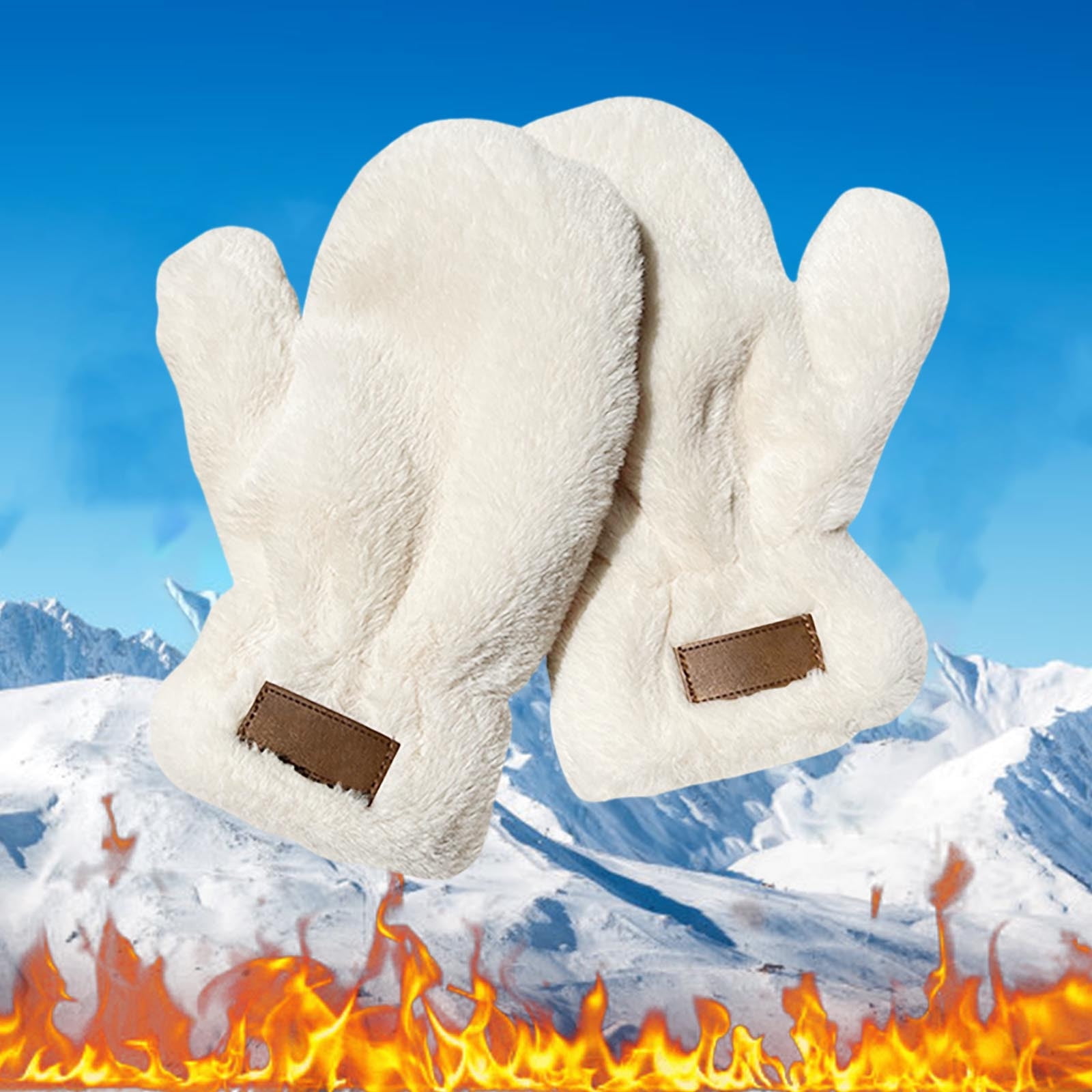 CUZIBR Womens Mittens Fuzzy Thick Lined Thermal Solid Gloves Mittens ...