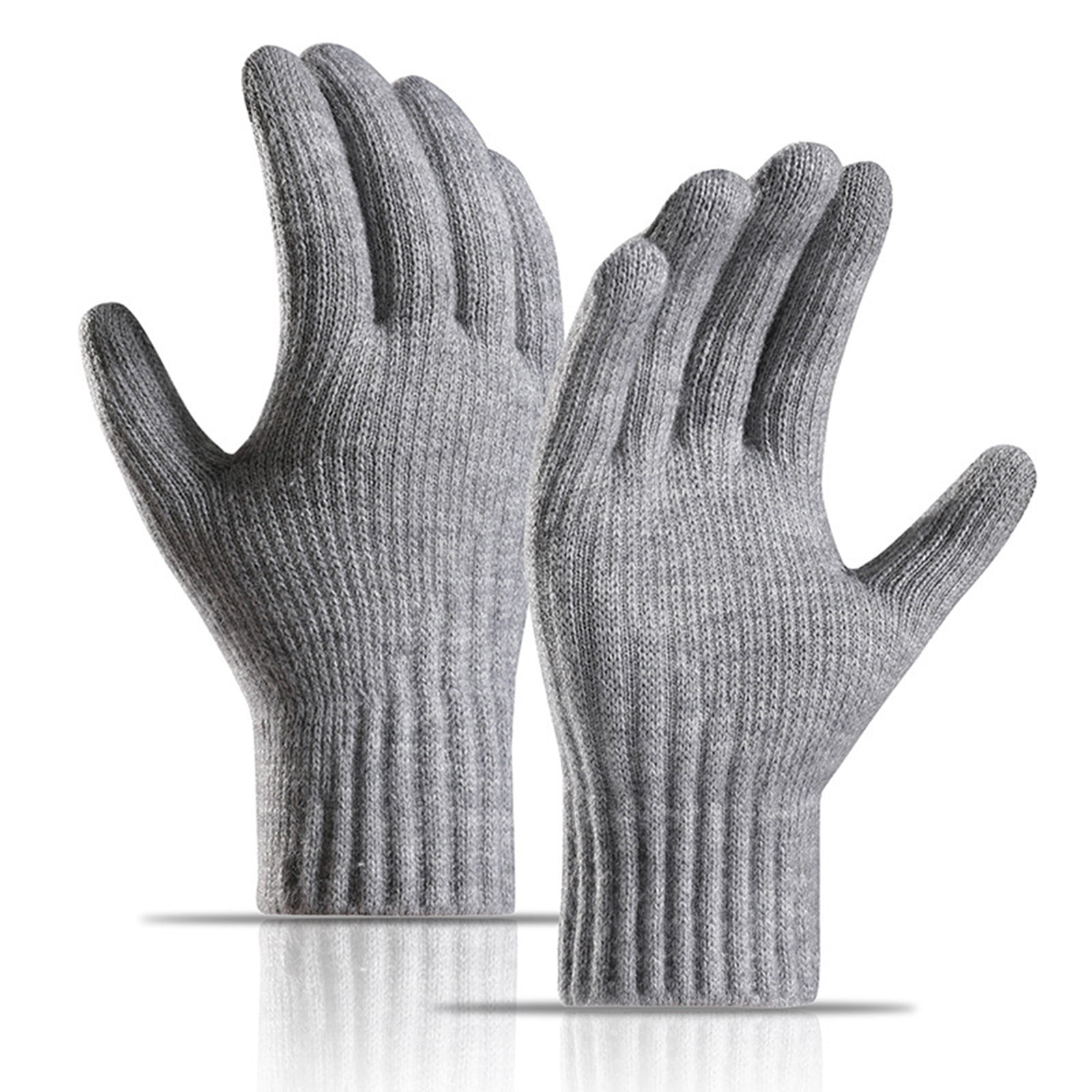 CUZIBR Womens Mittens Knitted Wool Warm Screen Gloves Striped Plaid ...