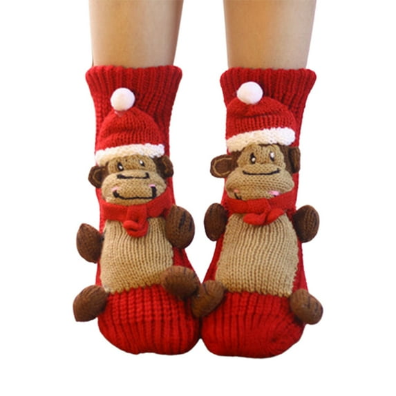 CUZIBR Womens Socks Cute Cartoon Animal Pattern Crew Socks Fuzzy Lined ...