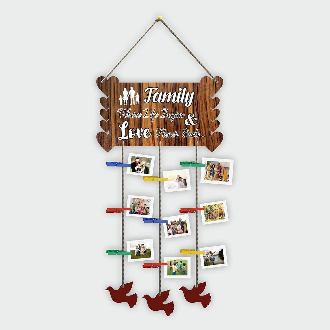 CVANU Beautiful Wooden Wall Hanging Photo Display Collage Organiser ...