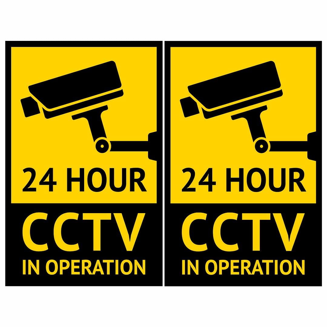CVANU CCTV Camera Surveillance PVC Vinyl Warning Sign Sticker CV01 pack of 2 - Walmart.com