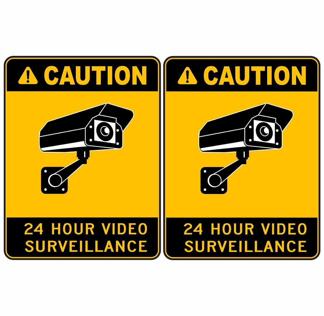 CVANU CCTV Camera Surveillance PVC Vinyl Warning Sign Sticker CV05 pack ...