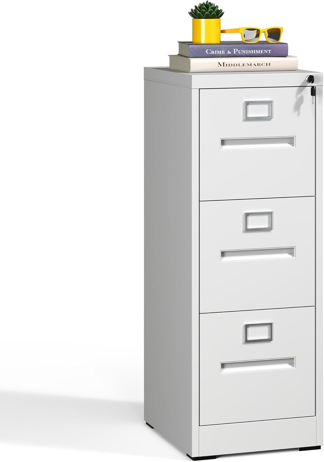 CVBIOUJ 3 Drawer File Cabinet Black Metal File Cabinets with Lock ...