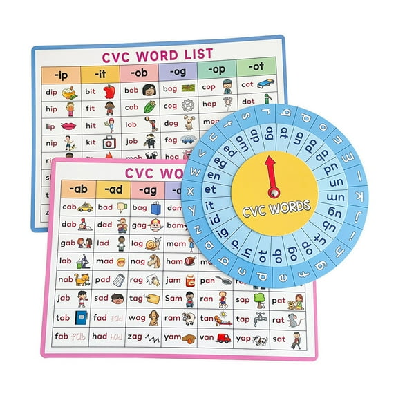 CVC Phonics Turntable Learn to Read Spinner Game CVC Word List ...
