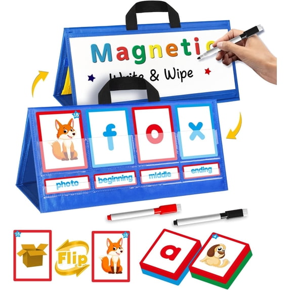 CVC Word Building Pocket Chart, Dry Erase Board with Sight Words Flash ...