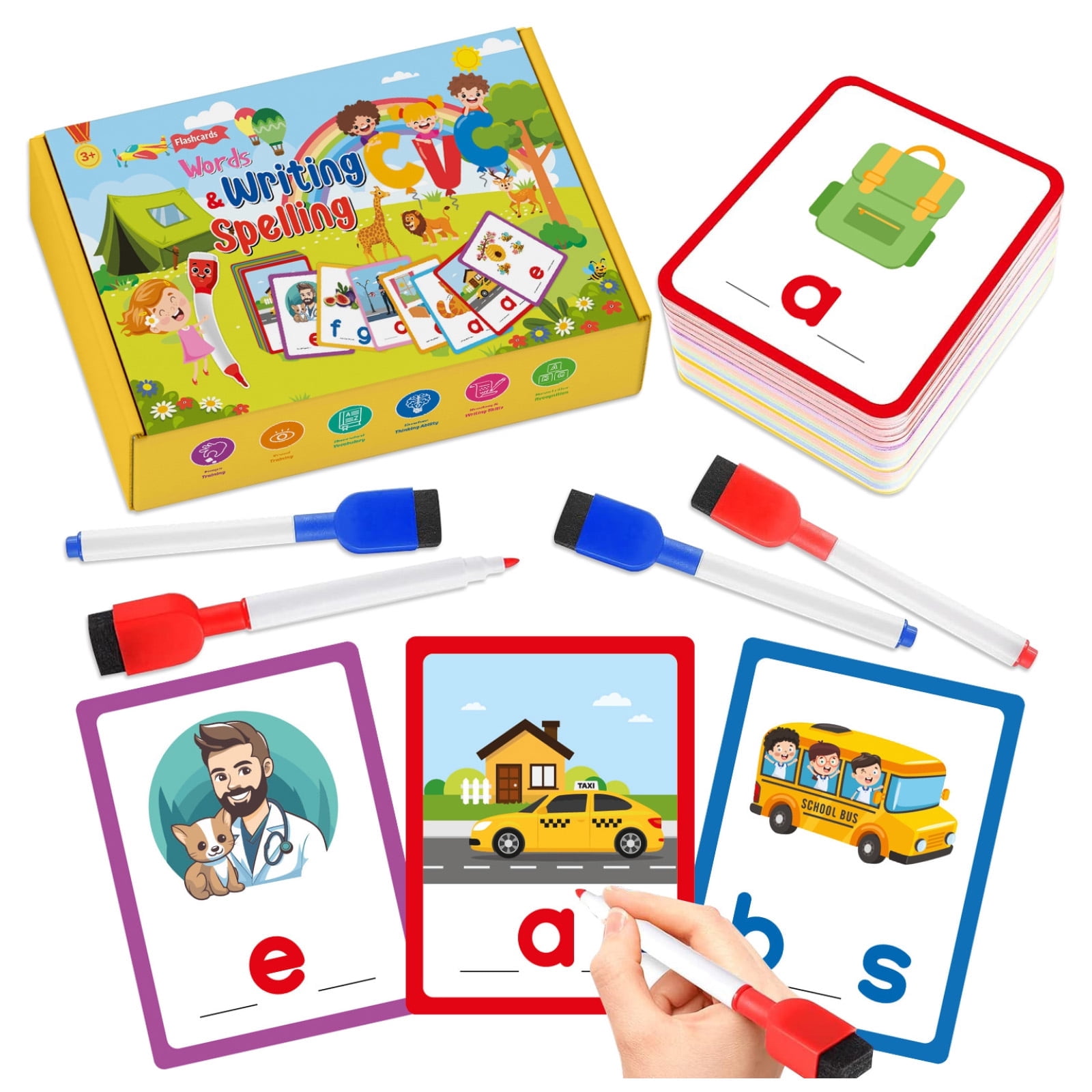 Word Writing & Spelling Flash Cards, Preschool Learning Activities ...