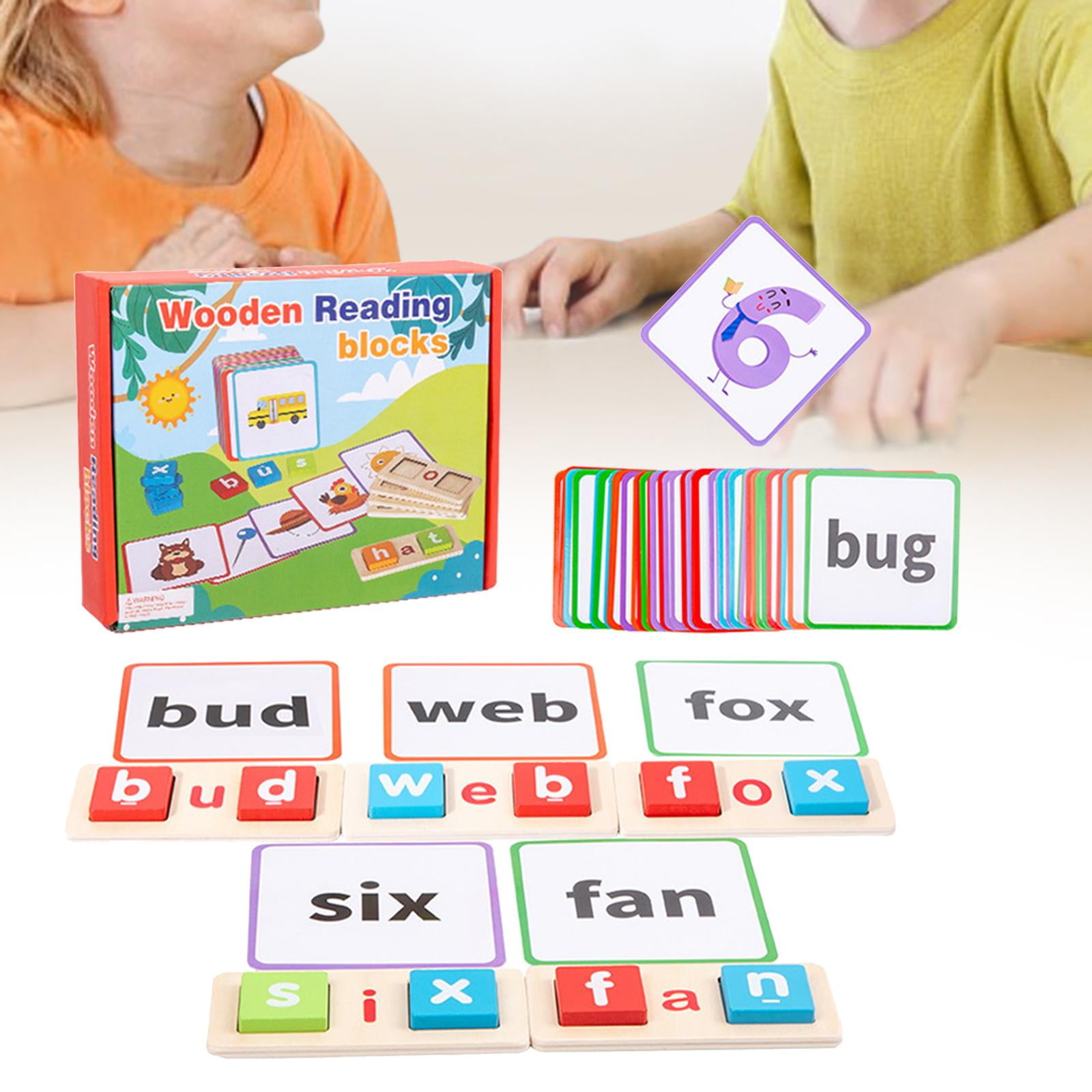 CVC Words Builder See and Spell Learning Toy Wooden Reading Blocks ...