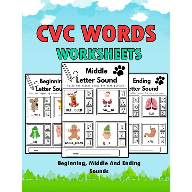 CVC Words Worksheets: CVC Words Workbook For Beginning, Middle And ...