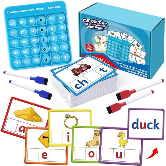 CVCC & CCVC , Sight Words Flash Cards Spelling Reading Learning Phonics ...