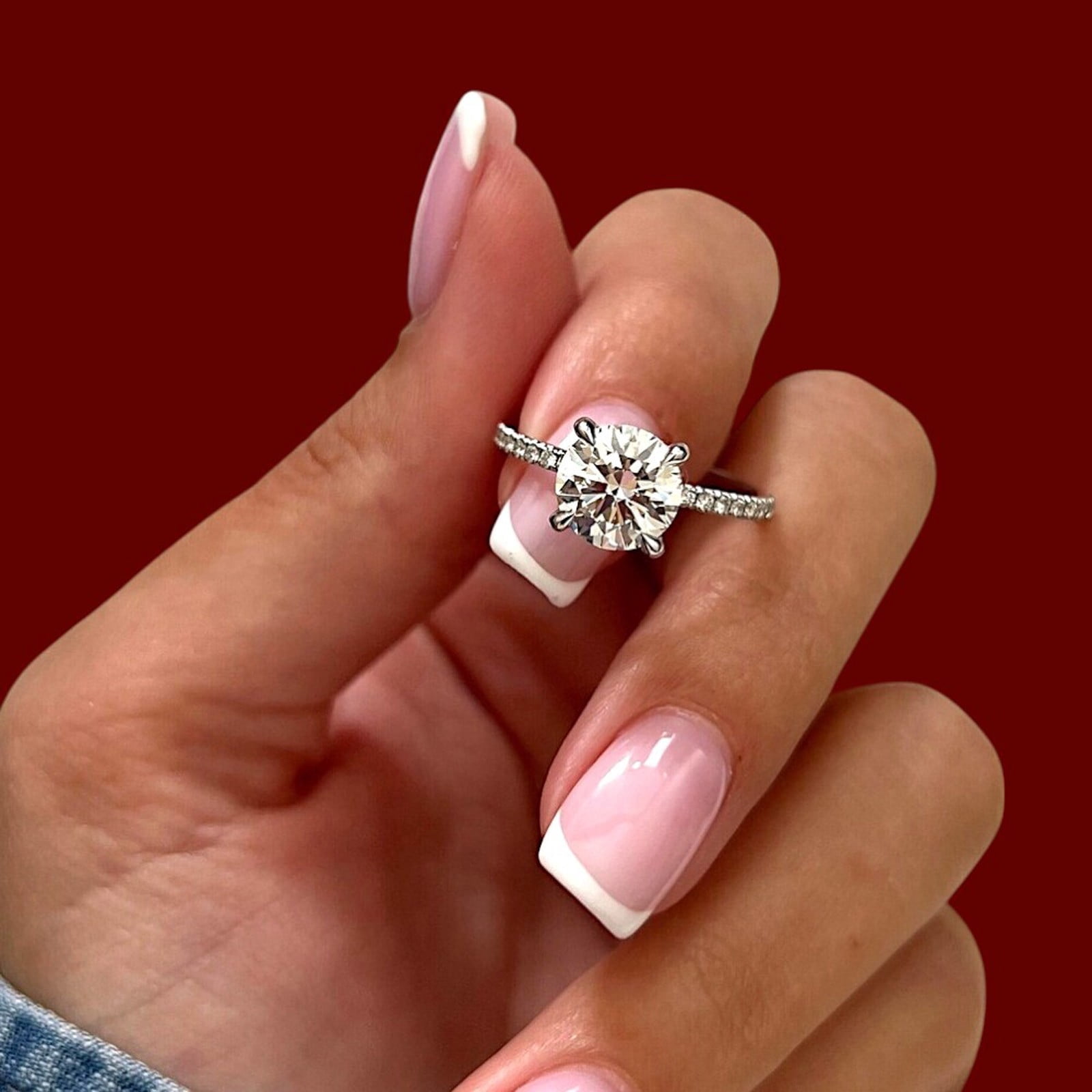 CVD Round Cut Diamond Ring IGI Lab Grown 2.32 Carat E F VVS 18k White ...