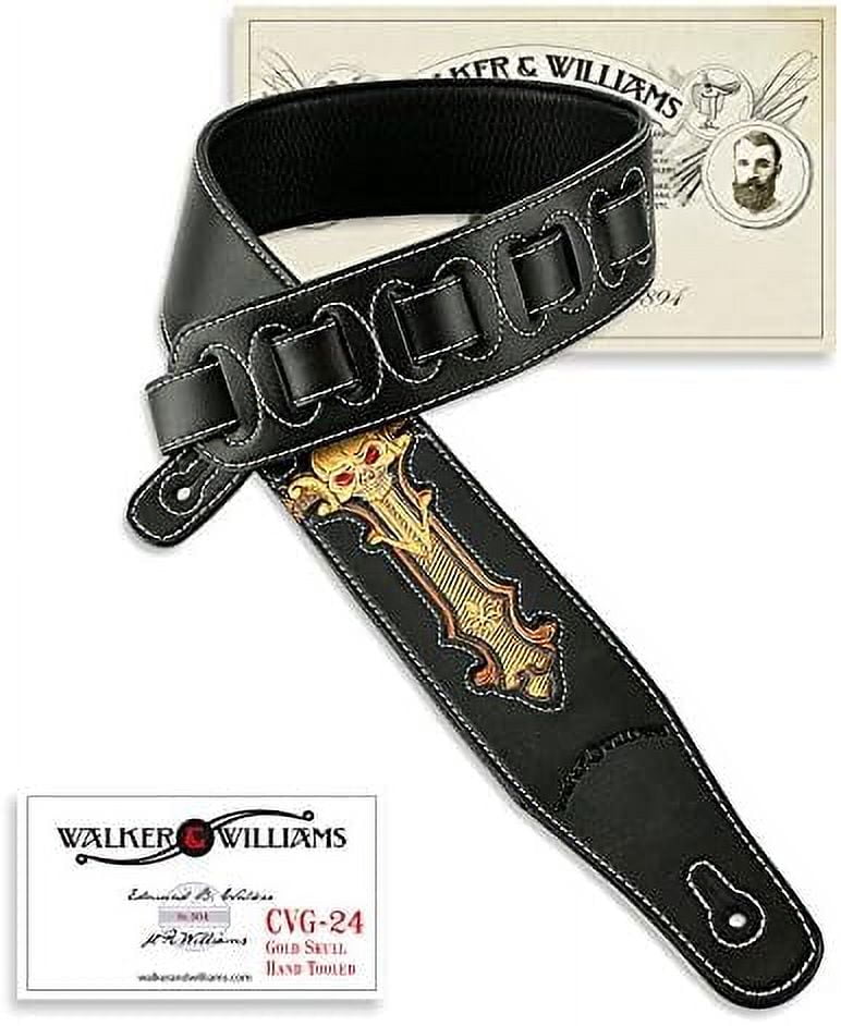 CVG-24 Handmade Black And Gold Padded Guitar Strap With Hand Tooled ...