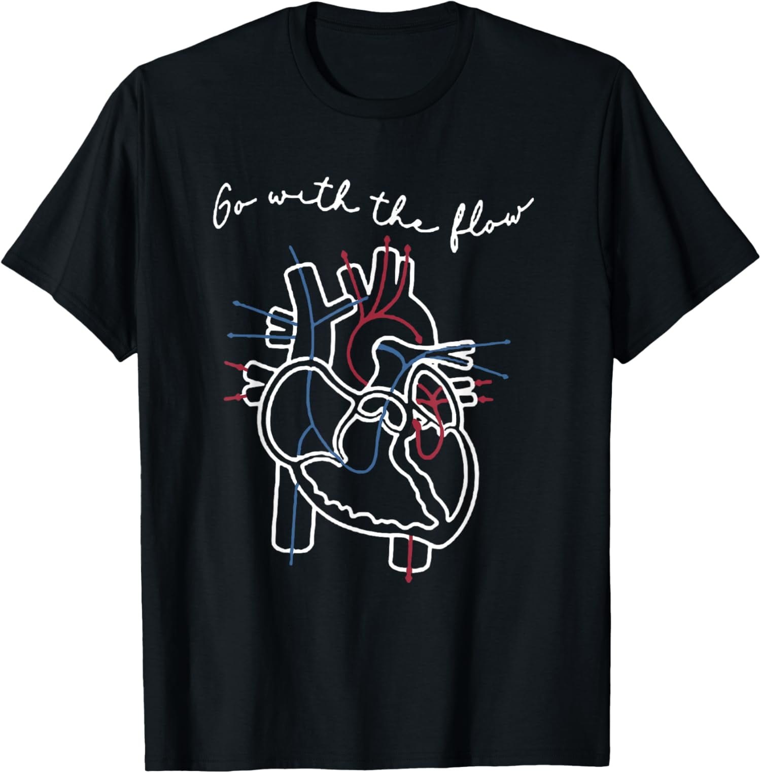 CVICU Cardiac Nurse Anatomy T-Shirt with Heart Graphic & Colorful Flow ...
