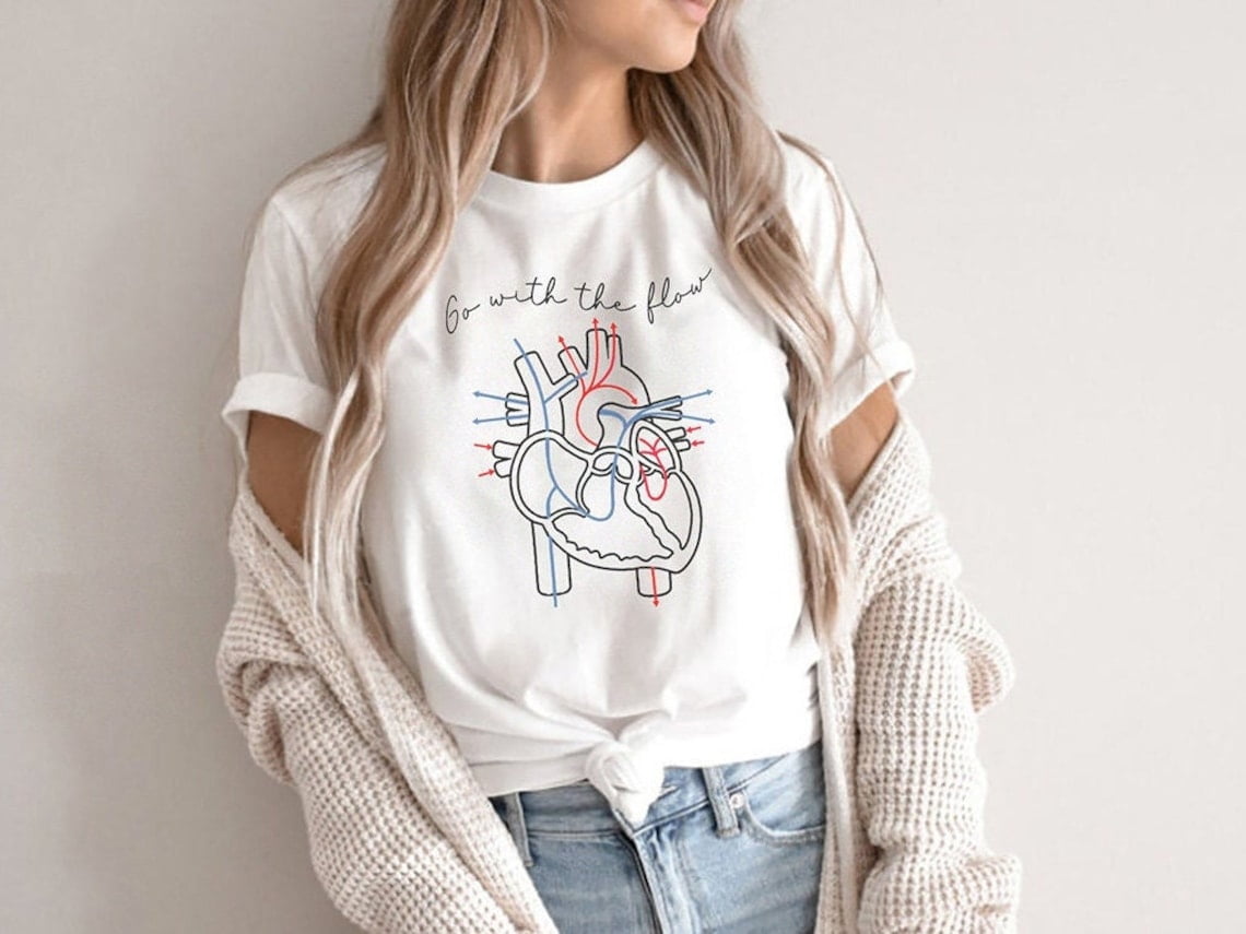CVICU Cardiac Nurse Heart Flow Anatomy Shirt, Cath Lab RN T-shirt, CCU ...