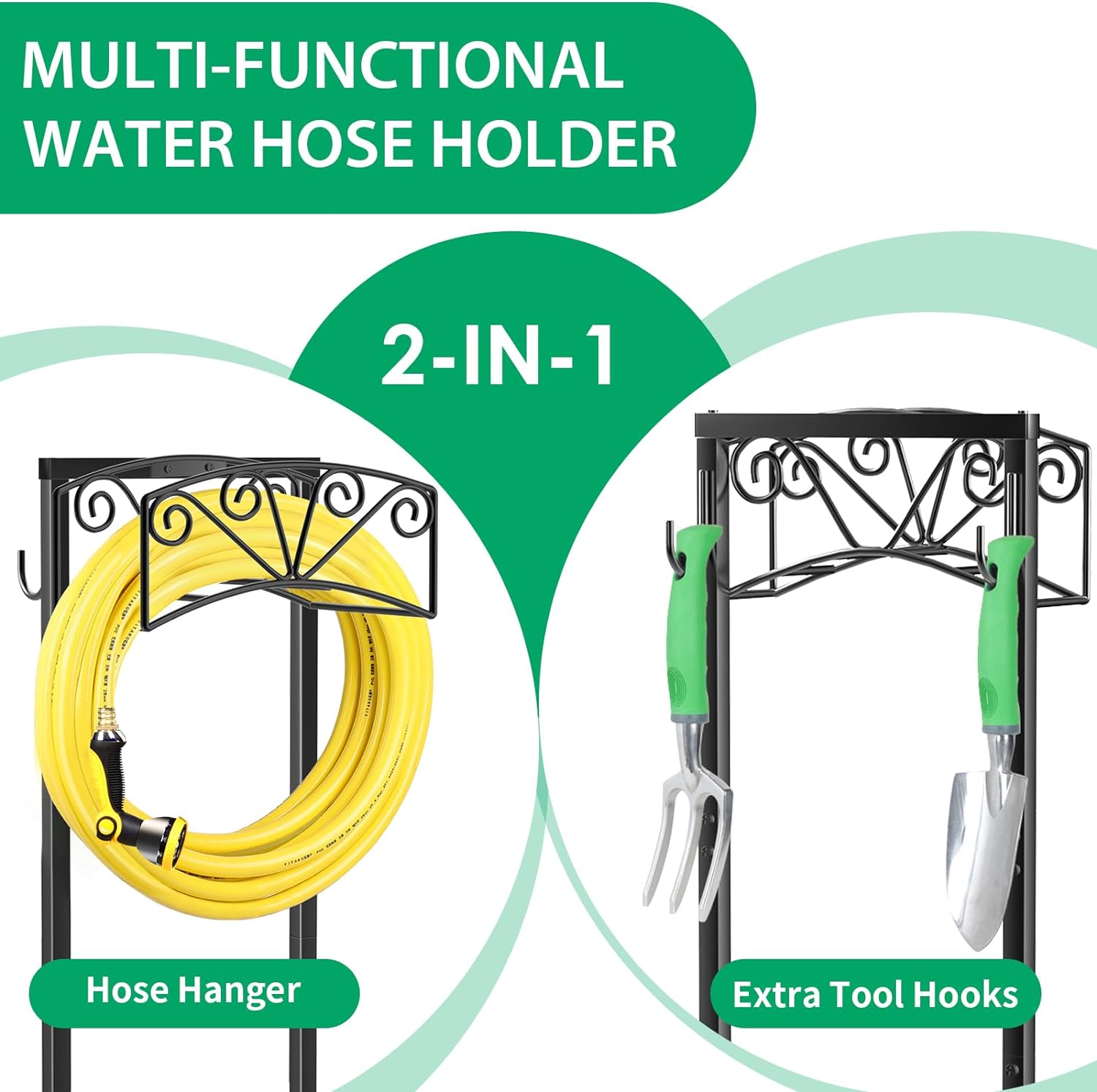 CVIUBNIP Garden Hose Holder Upgraded Heavy Duty Metal Water Hose Holder ...