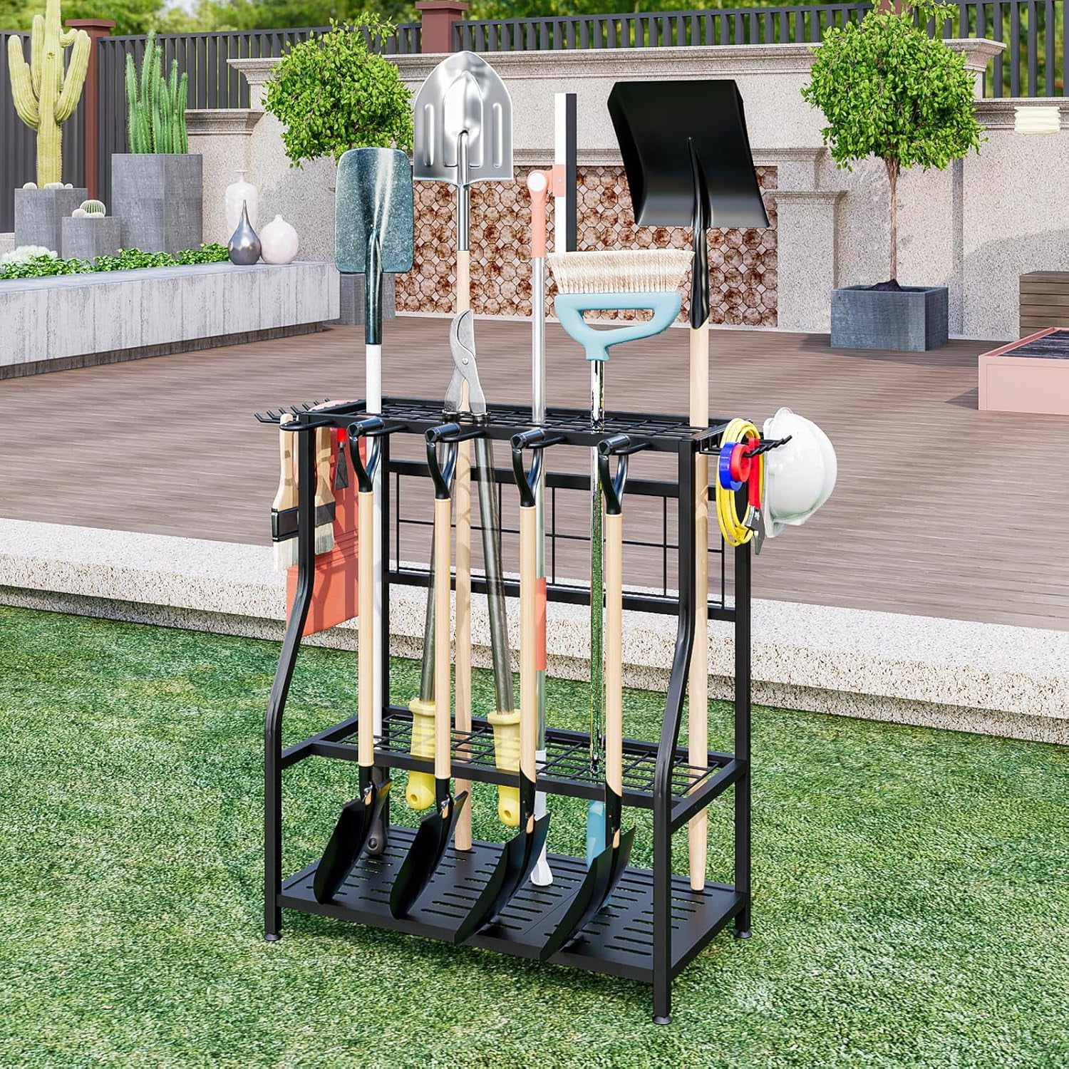 CVIUBNIP Garden Tool Organizer Holder Heavy Duty Steel Rack to 60 Long ...