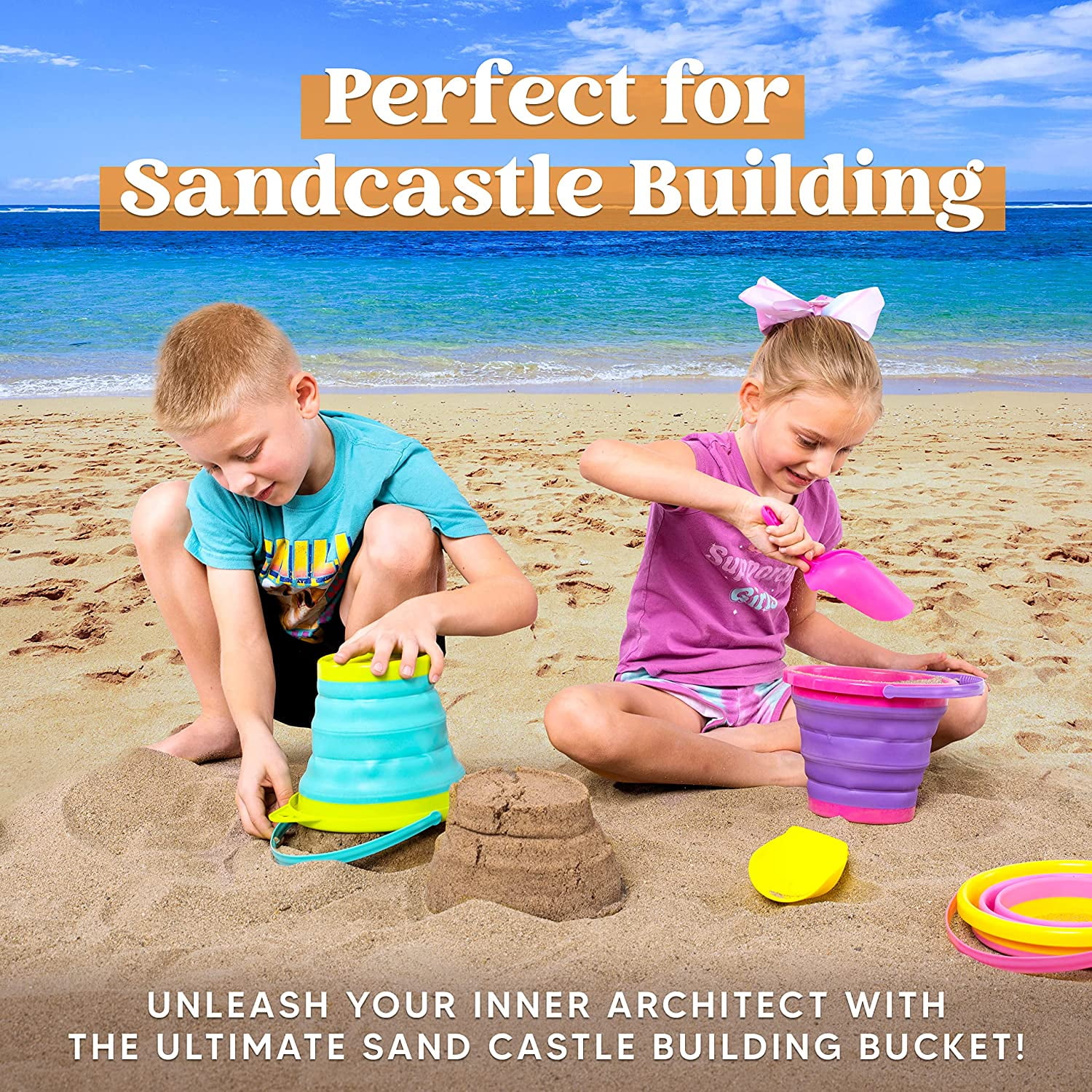 sasyxdc JOYIN Foldable Beach Bucket Set - 3 Packs Collapsible Toy ...