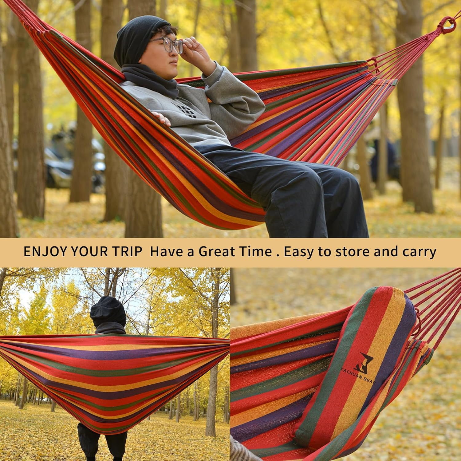 CVIUBNIP Rainbow Hammock Comfortable Fabric Hammock with Tree Straps ...