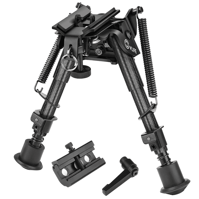 CVLIFE Carbon Fiber Universal Rifle Barrel Mounted Shooting Bipod with ...