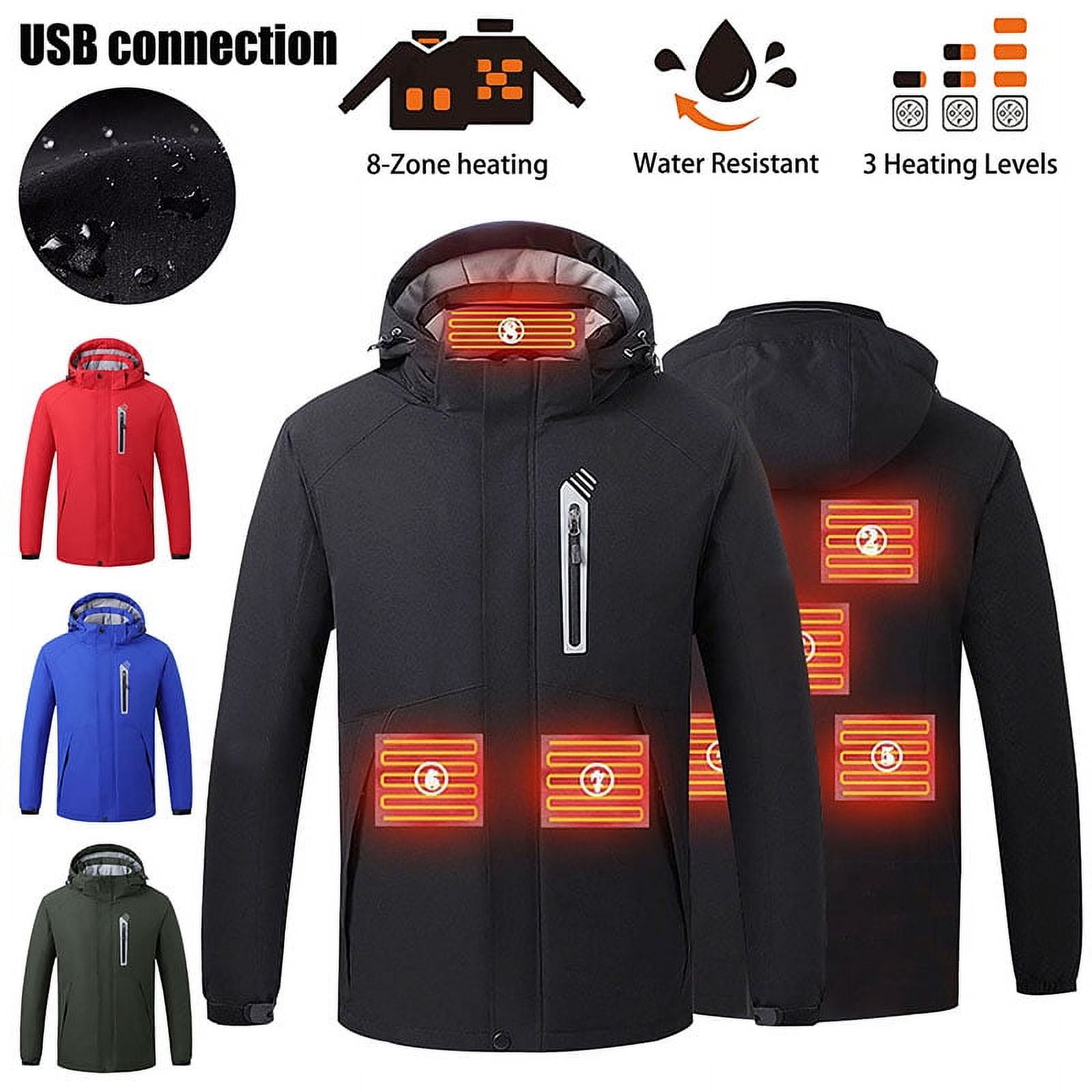CVLIFE Mens Heated Jacket with Detachable Hood (10000mAH Battery ...