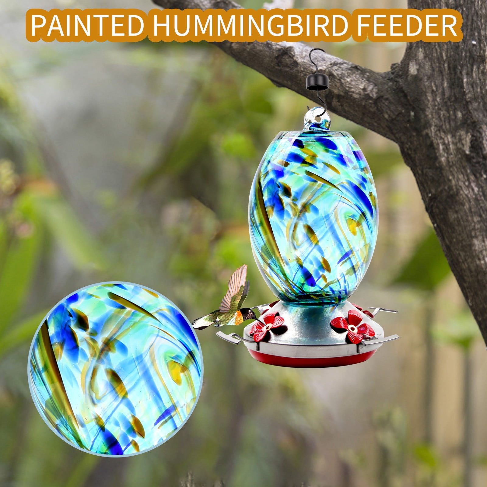 CVLNCYCLING Bird Feeders Clearance,Hummingbird Feeder Hand Blown Glass ...