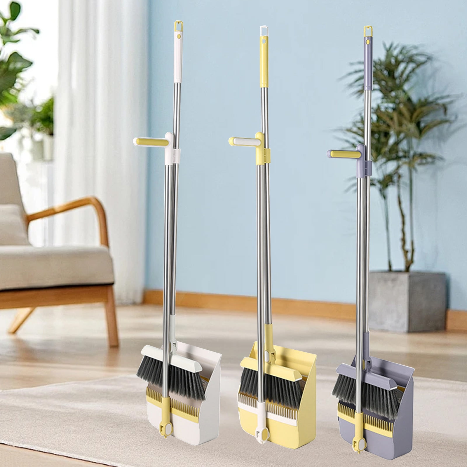 CVLNCYCLING Broom,Broom and Dustpan Set for Home,Steel Broom and Dustpan Set,Broom and Dustpan ...