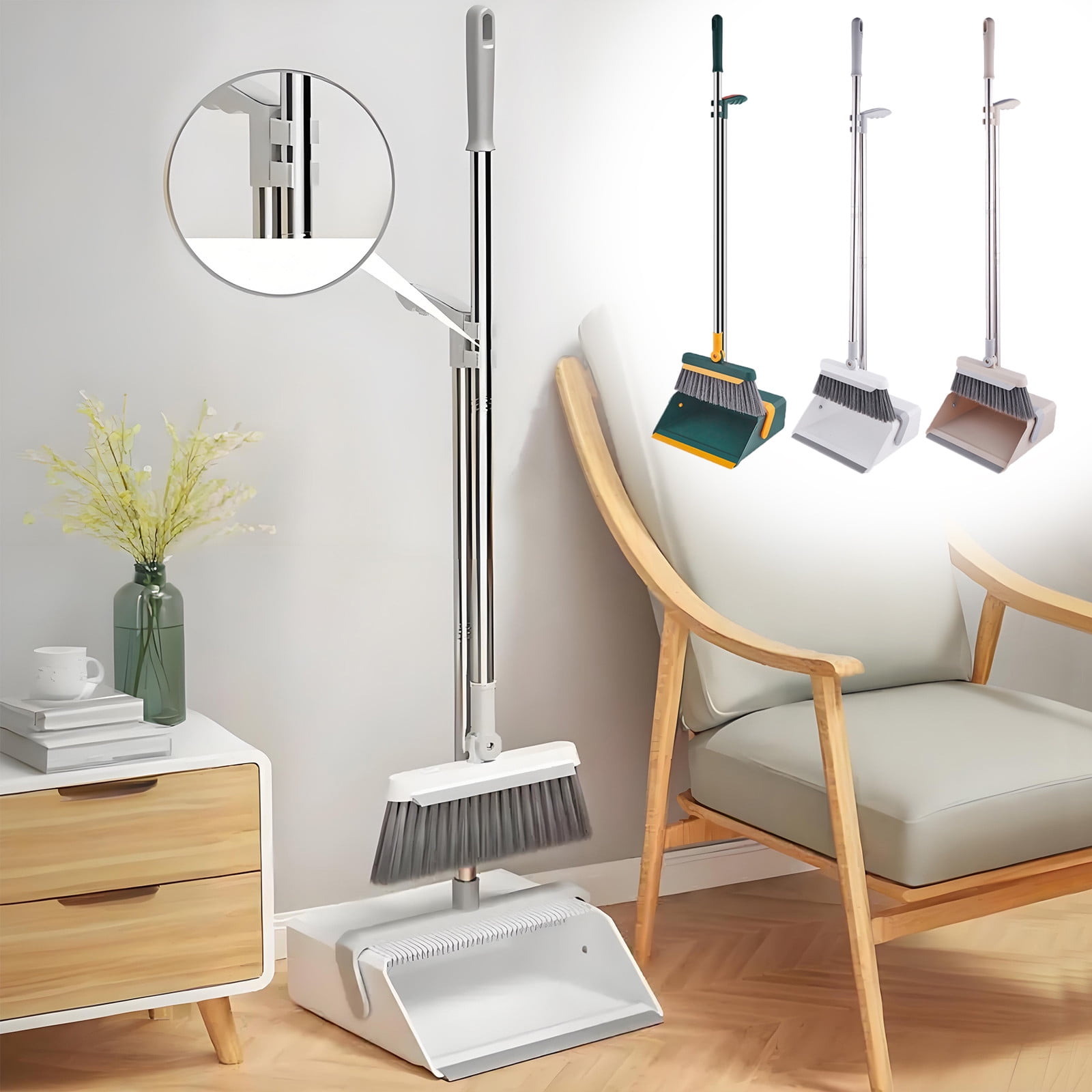 CVLNCYCLING Broom,Broom and Dustpan Set for Home,Steel Broom and Dustpan Set,Kitchen Broom,Patio ...