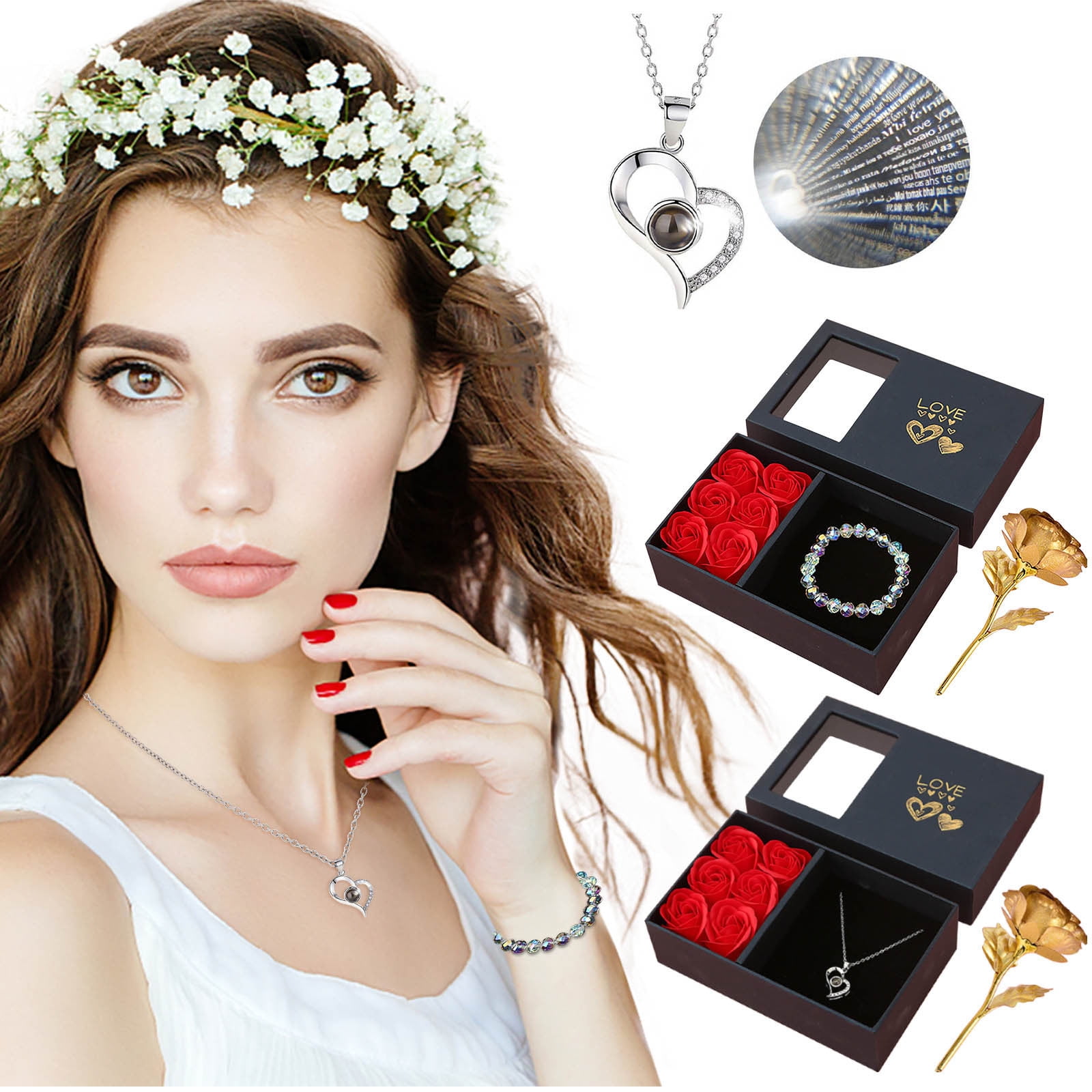 CVLNCYCLING Clearance Valentine's Day Ornaments,Valentine's Day Gifts,Simulation Rose with ...