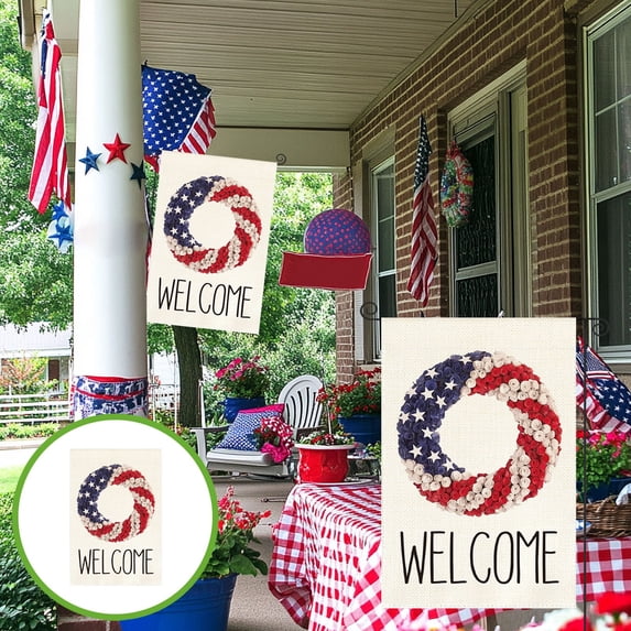 CVLNCYCLING Double-Sided Linen Garden Flag, Independence Day Holiday ...