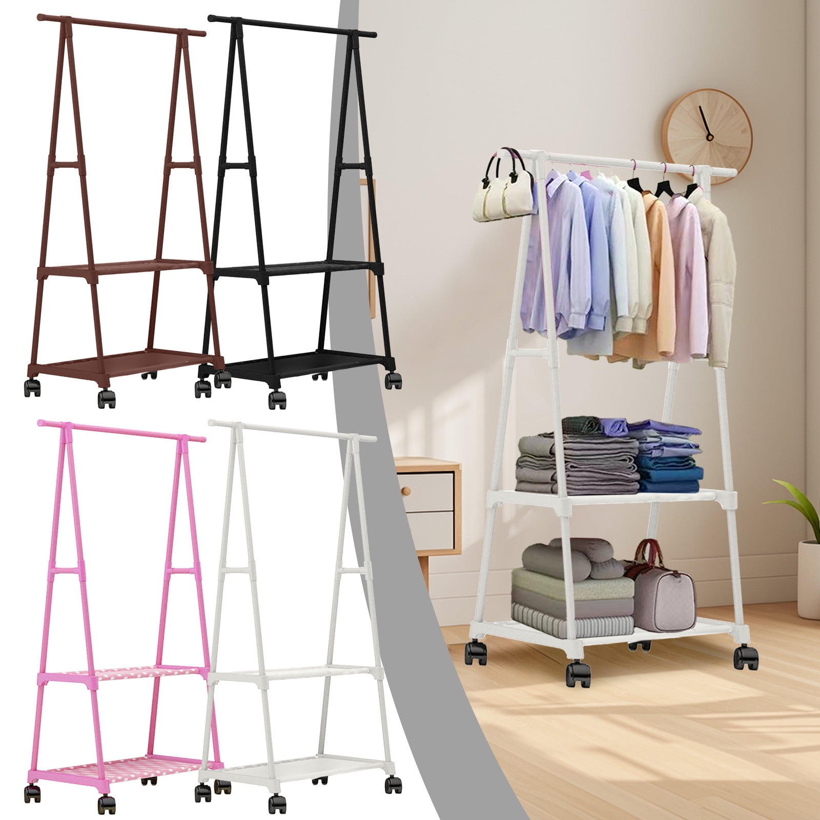 CVLNCYCLING Floor-standing Coat Rack with Shelves, Multi-Functional ...