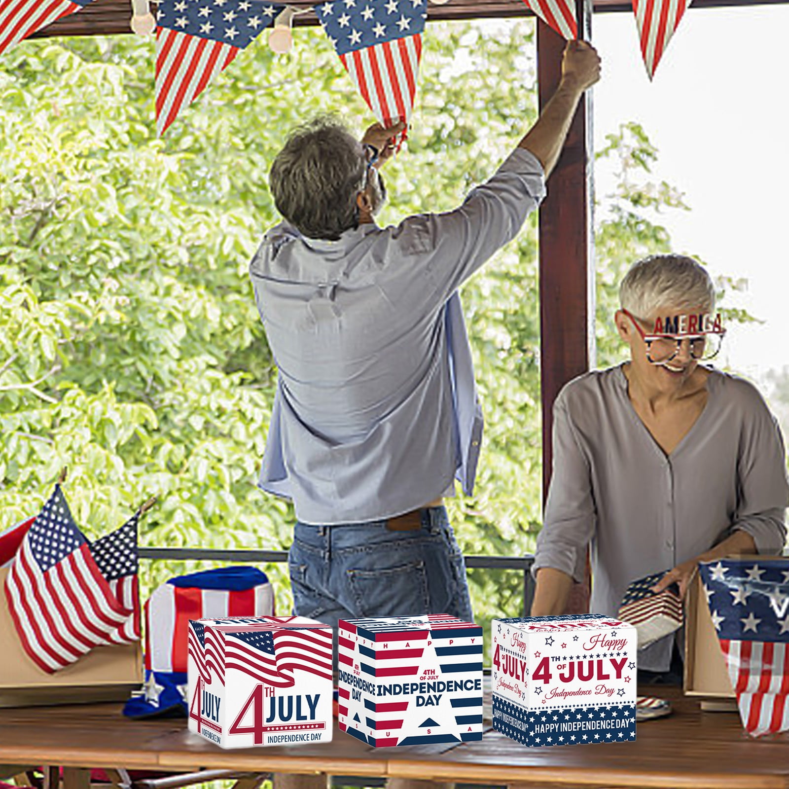 CVLNCYCLING Independence Day,Patriotic Decorations,12 Pc Flag Party ...