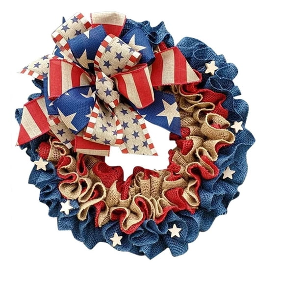 CVLNCYCLING Patriotic Wreath, 16in Flag Wreath for 4th of July Outdoor ...
