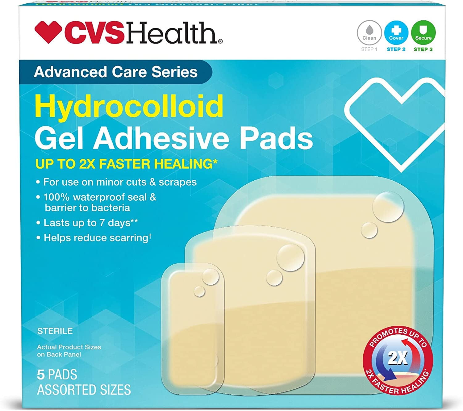 CVS Health Hydrocolloid Gel Adhesive Pds, 5 Pads, Assorted Sizes ...