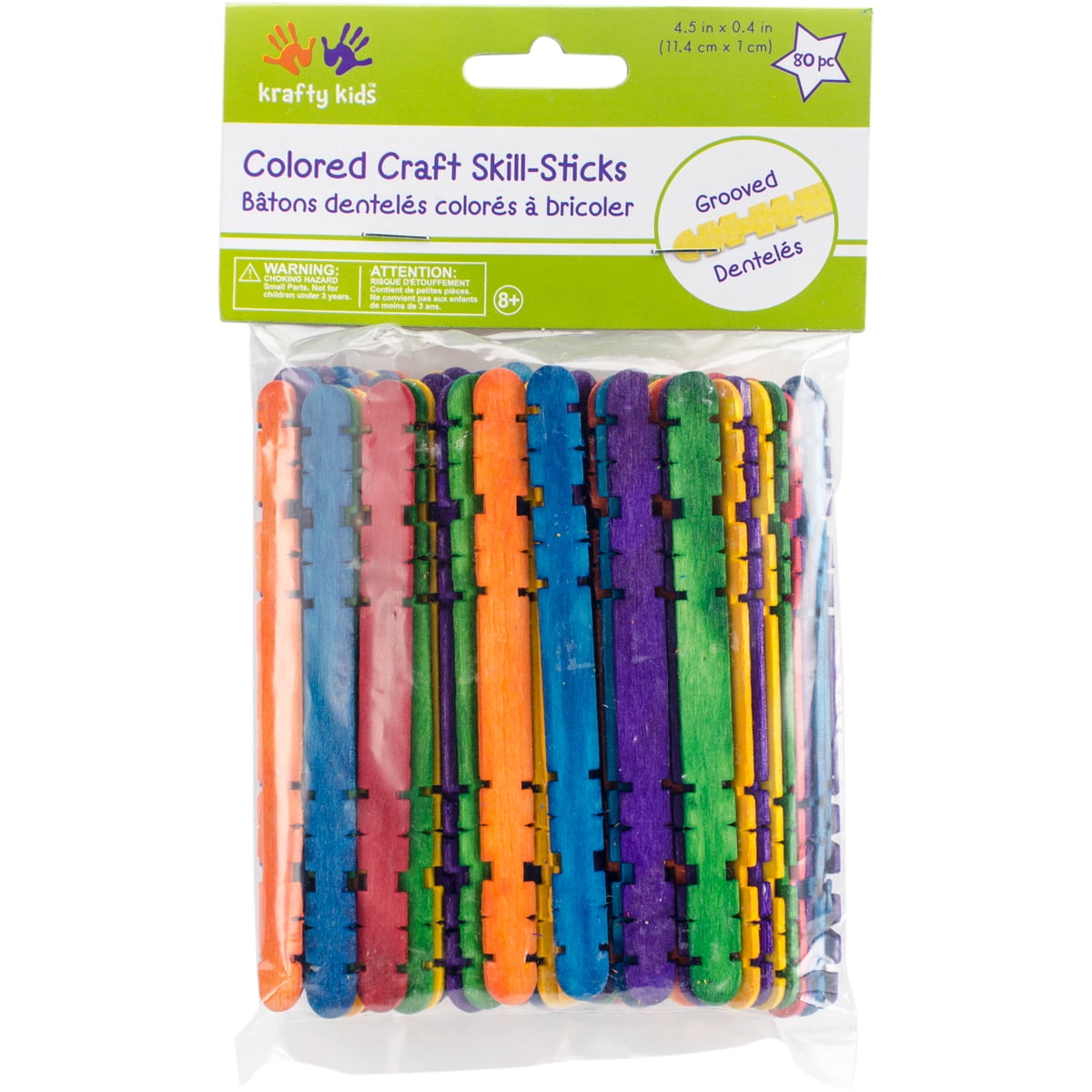 Krafty Kids Craft Skill Sticks-Colored 4.5" 80/Pkg - Walmart.com