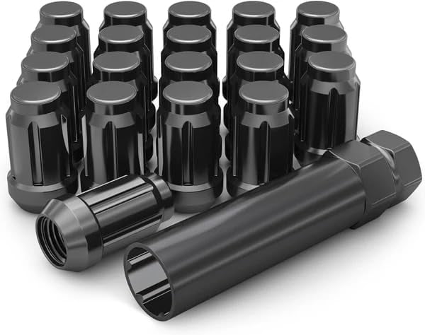 CWA 23 Black Spline Lug Nuts 1/2"-20 Compatible with Jeep Wrangler JK YJ TJ KK MJ + Security Key ...