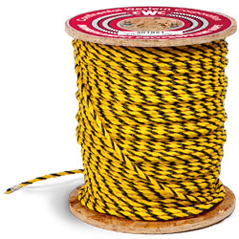 CWC 3-Strand Polypropylene Rope - 1/4" x 600 ft., Yellow & Black ...