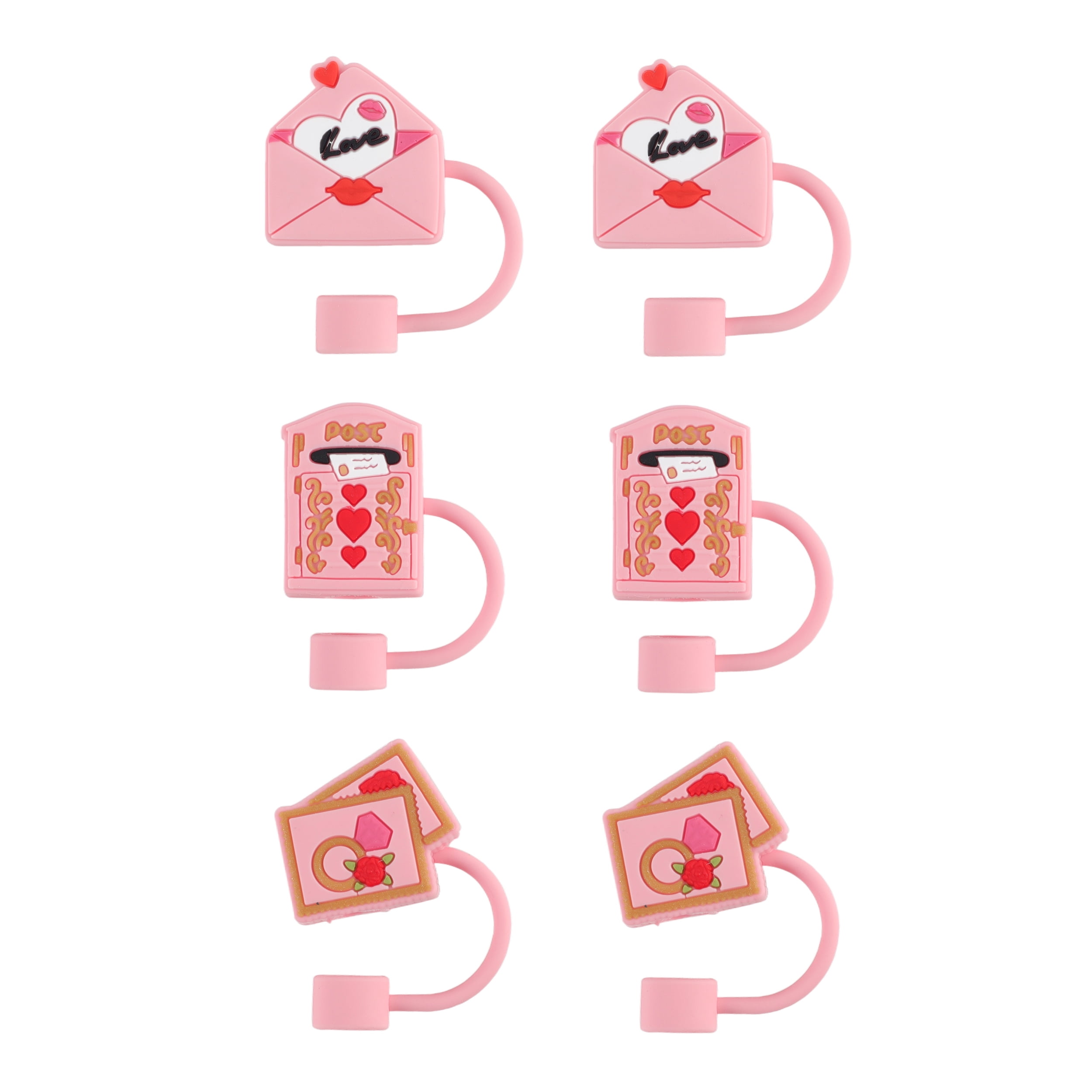 Cook with Color 6 Piece Silicone Valentine’s Day Straw Topper Set ...