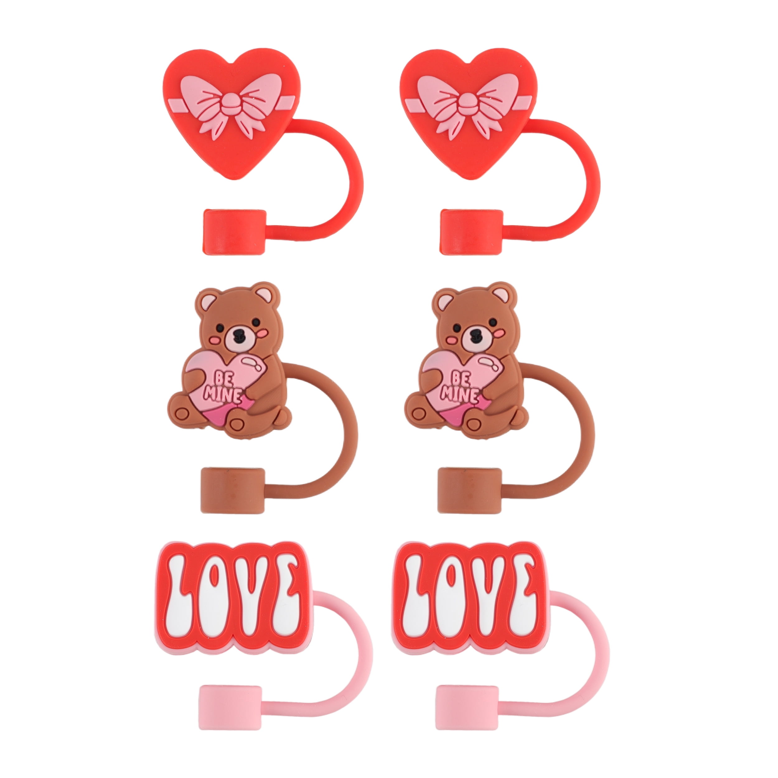 Cook with Color 6 Piece Silicone Valentine’s Day Straw Topper Set ...