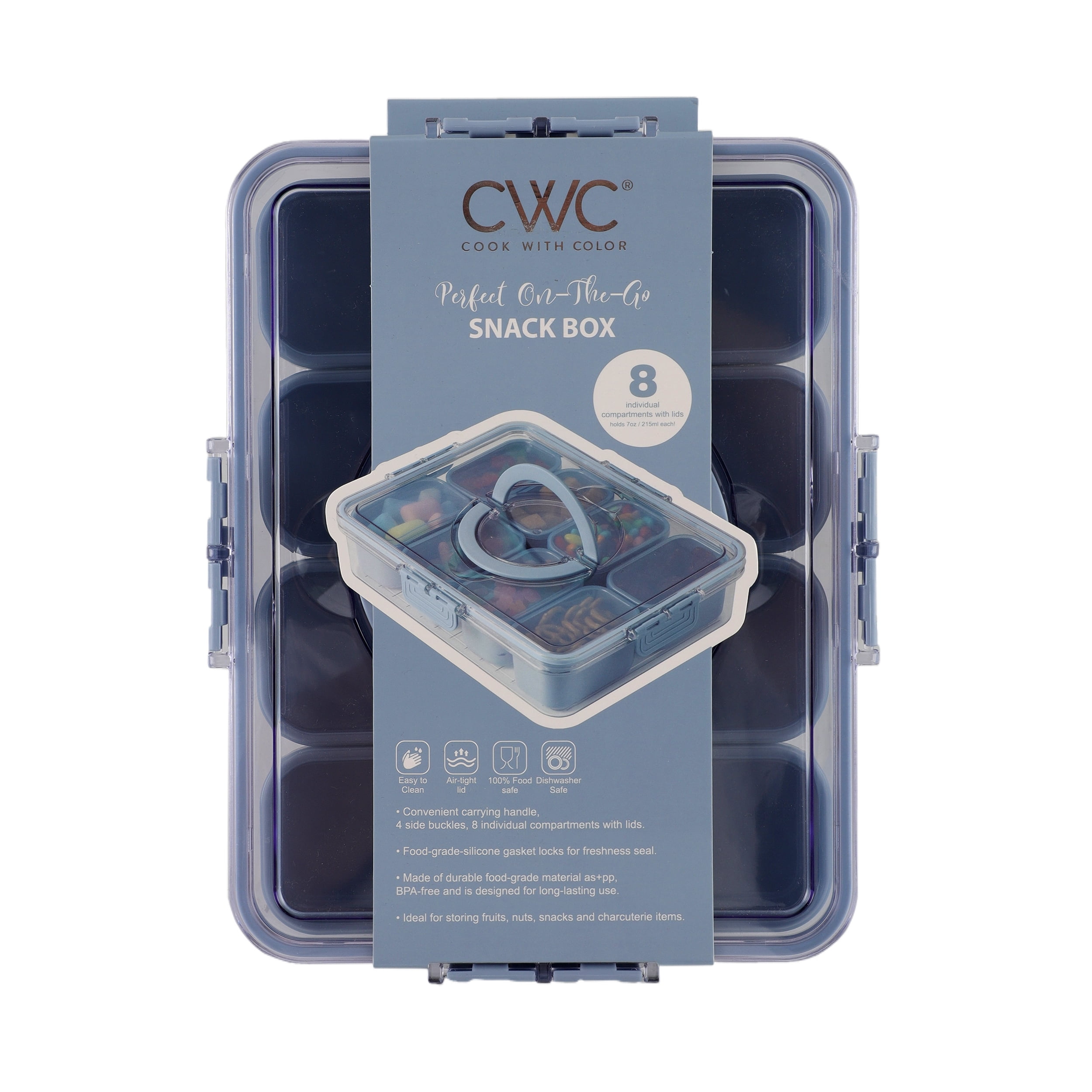 Cook With Color 8-Compartment Snackle Box, Charcuterie Container ...