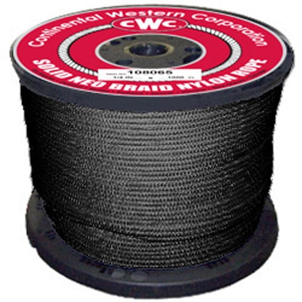 CWC Solid Braid Nylon Rope - 1/8" x 600 ft., Black - Walmart.com