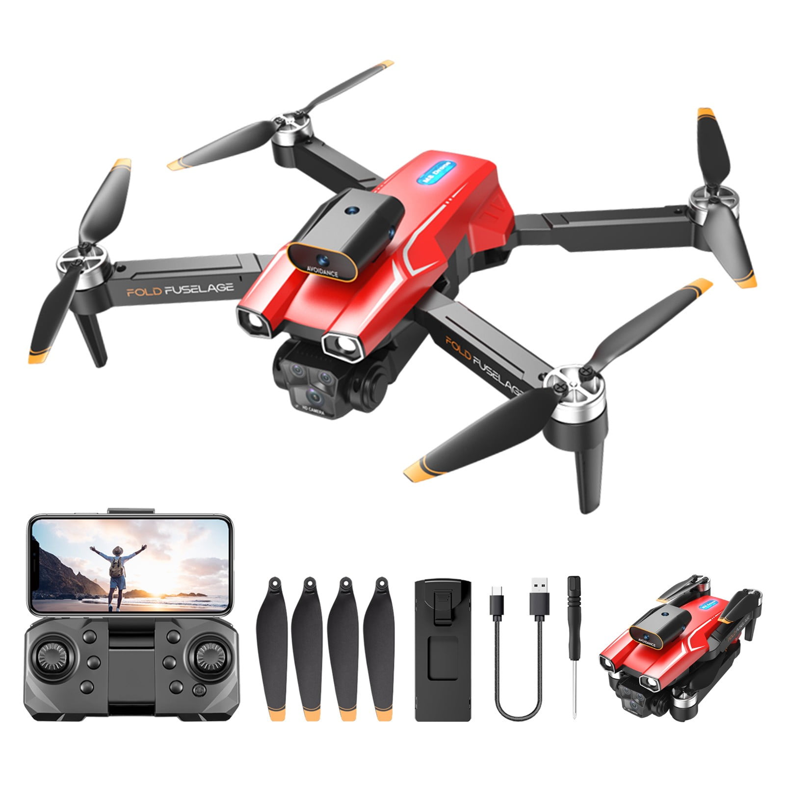 CWCWFHZH Brushless Motor Drones with 3 Cameras Electric AdjustmentWind ...