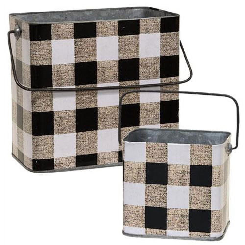 CWI Gifts 2/Set Nesting Metal Buffalo Check Buckets - Walmart.com