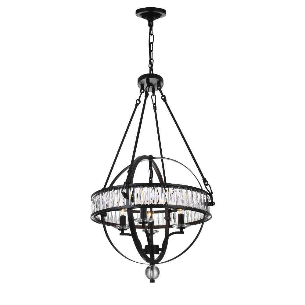 CWI Lighting Arkansas 4 Light Traditional Metal Chandelier in Black ...